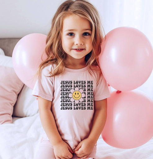 Jesus Loves Me Smiley Kid's Christian Graphic Tee – KG Favor